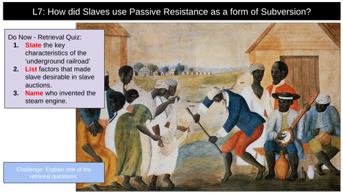 Slavery Passive Resistance Slave | Teaching Resources