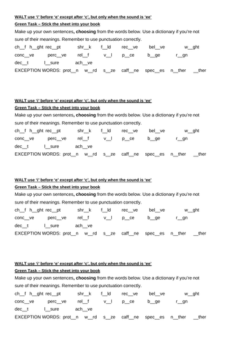 Y6 SPELLING I BEFORE E PATTERN | Teaching Resources