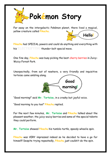 Pokemon - Year 2 or Year 3 Model Text - Talk For Writing | Teaching ...