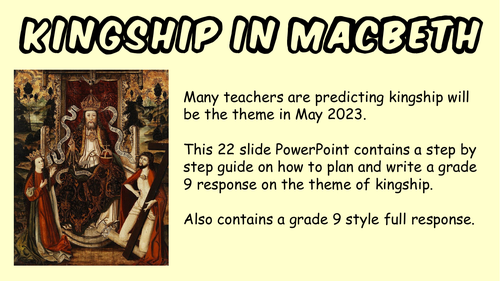 Kingship In Macbeth Grade 9 Response And Lesson Teaching Resources