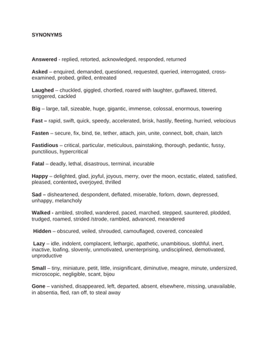 Year 6 English Language Lessons - Synonyms - expanding vocabulary ...