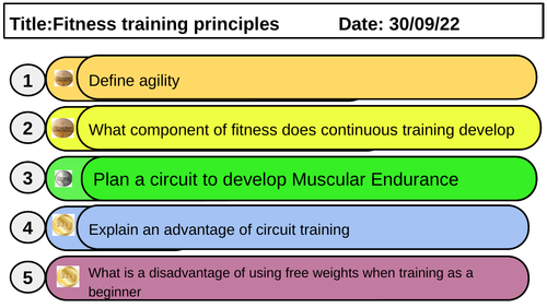 BTEC Sport Tech Award. Component 3 LAA Lesson 3 -Fitness training ...