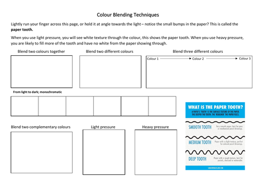 Colour blending worksheet: colouring pencils | Teaching Resources