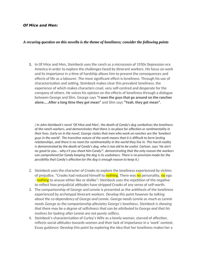Revision Notes on 'Of Mice and Men' WJEC GCSE ENGLISH LITERATURE ...