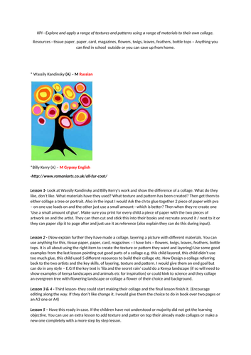 Year 1 Collage Unit Art plan | Teaching Resources