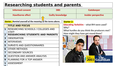 Methods in Context AQA Sociology 6 lesson to prepare students ...