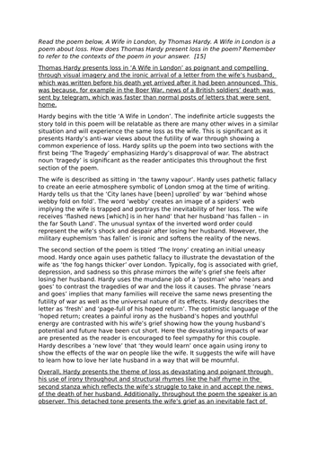 grade 9 poetry essay for wjec eduqas | Teaching Resources