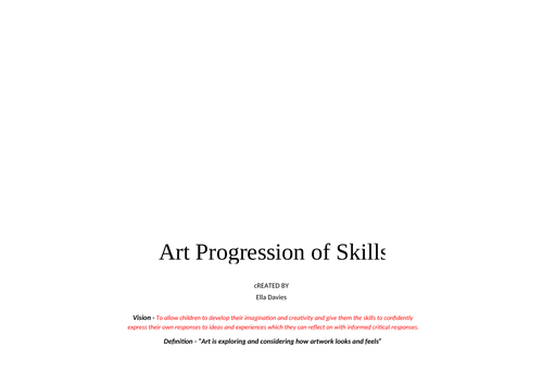 Art Progression of Skills | Teaching Resources