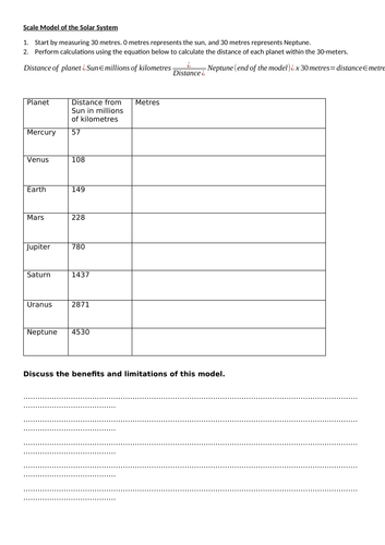 Solar System Scale Calculator