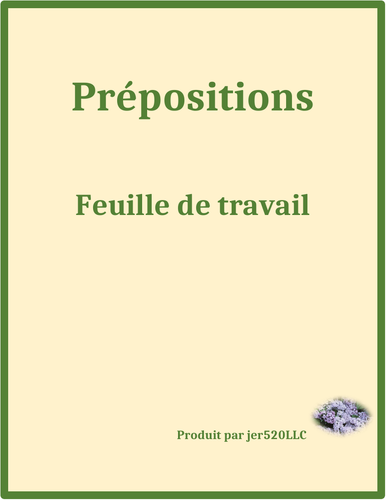 Prépositions (Prepositions in French) Worksheet 2 | Teaching Resources