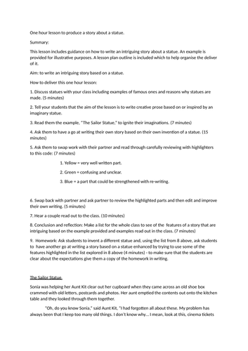 Write an intriguing story based on a statue. | Teaching Resources