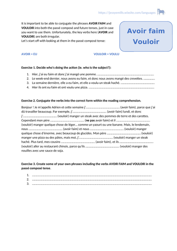 French Worksheet - Food | Teaching Resources