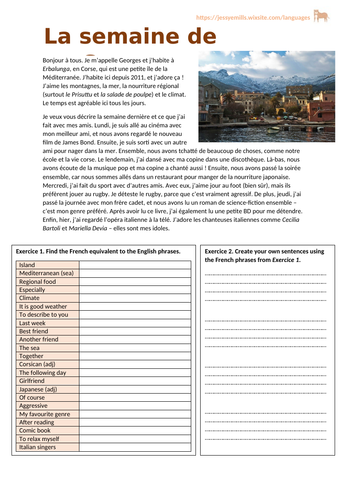 French Reading Comprehension - Free Time | Teaching Resources