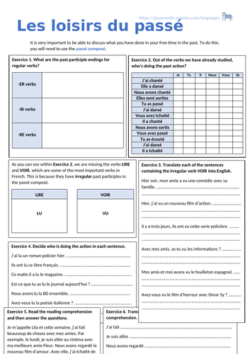 French Worksheet - Free Time | Teaching Resources