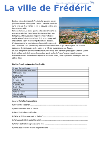 French Reading Comprehension - Home | Teaching Resources