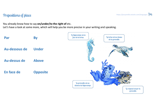 French Grammar - Prepositions of Place | Teaching Resources