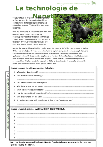 French Reading Comprehension - Technology | Teaching Resources