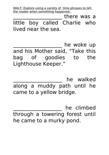 year 2 journey story talk for writing little charlie and the lighthouse ...