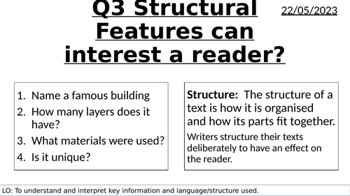 Structural Features AQA GCSE ENGLISH | Teaching Resources Structural Features AQA GCSE ENGLISH | Teaching Resources