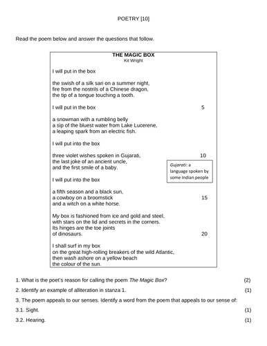 Poetry (The Magic Box by Kit Wright) | Teaching Resources