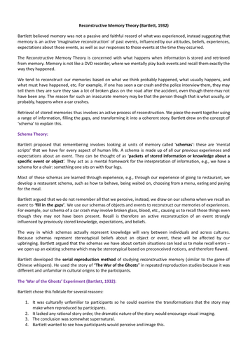 EDEXCEL AS/AL: COG PSYCH - Reconstructive Memory Theory Notes ...