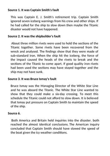 Who was to blame for the Titanic sinking? | Teaching Resources