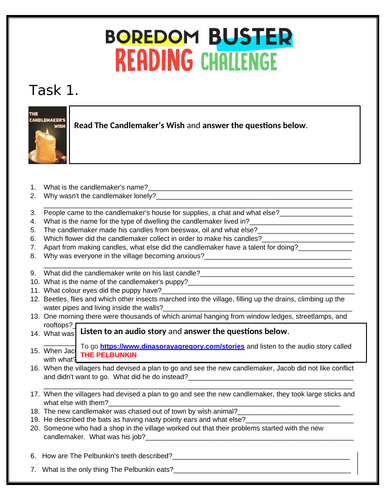 READING CHALLENGE - the boredom buster | Teaching Resources