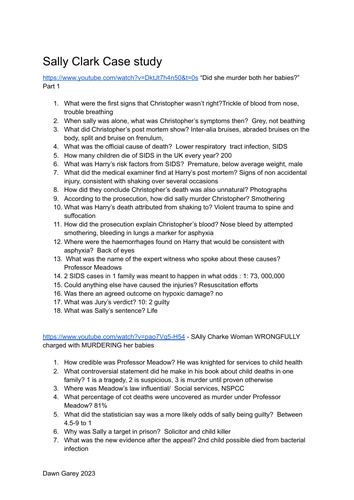 Criminology case study - Sally Clark | Teaching Resources
