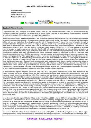 AQA GCSE PE NEA Coursework - Football Exemplar | Teaching Resources AQA GCSE PE NEA Coursework - Football Exemplar | Teaching Resources