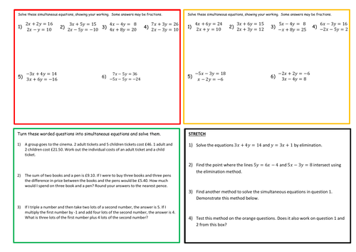 Simultaneous Equations (Elimination Method) Worksheets | Teaching Resources Simultaneous Equations (Elimination Method) Worksheets | Teaching Resources