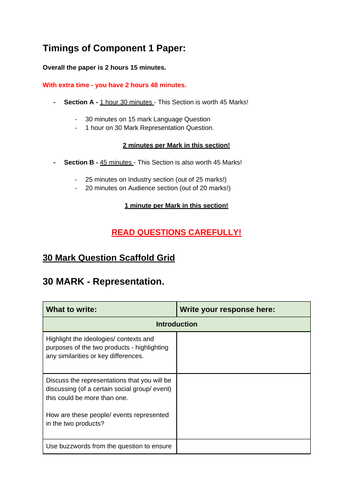 EDUQAS - Media Studies - A-Level. Component 1 - 30 Mark Media Rep ...