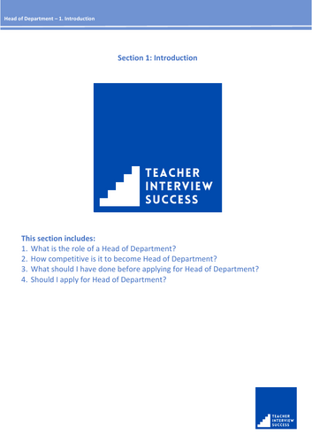 Complete Head of Department Application Pack | Teaching Resources