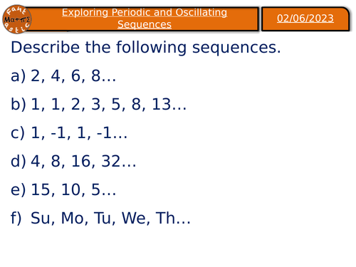 Periodic and Oscillating Sequences, other Sequences 9.13 Complete ...