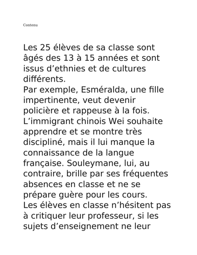 Entre Les Murs revision notes A LEVEL FRENCH including exam questions ...