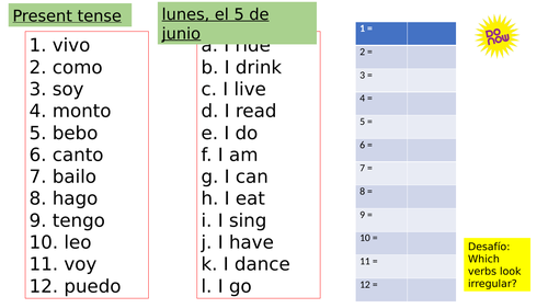 Spanish- present tense | Teaching Resources