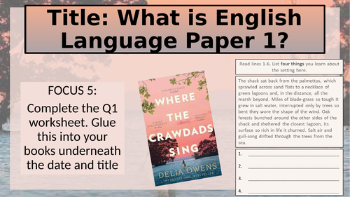 AQA Language Paper 1 Section A Question 2 | Teaching Resources
