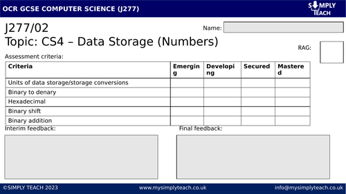 GCSE CS - Data storage (Numbers) - Workbook | Teaching Resources