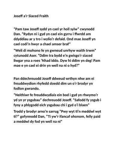 Stori'r Beibl JOSEFF A'R SIACED FRAITH - CYMRAEG IAITH GYNTAF BLWYDDYN ...