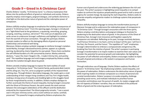 Greed Grade 9 Essay - A Christmas Carol | Teaching Resources