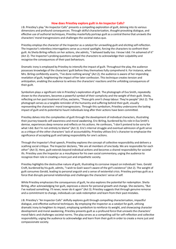 Guilt An Inspector Calls Model response | Teaching Resources Guilt An Inspector Calls Model response | Teaching Resources