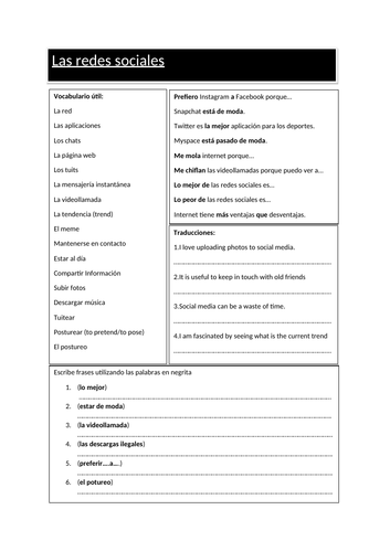 Las redes sociales | Teaching Resources