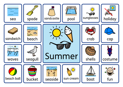 Summer vocabulary Mat (2 pages) | Teaching Resources