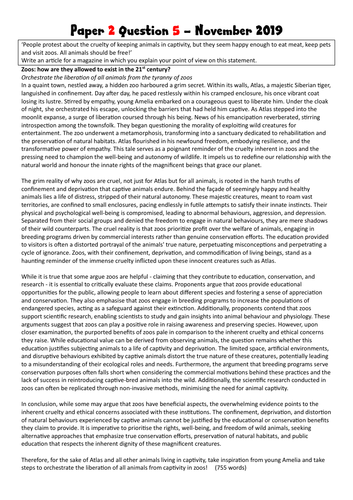 Paper 2 Question 5 November 2019 Grade 9 response | Teaching Resources