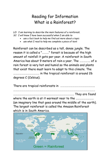 Rainforest: Reading Activities | Teaching Resources