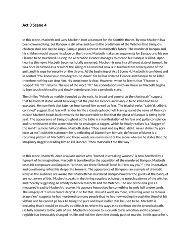 GCSE REVISION NOTES MACBETH act 3 Scene 4 and Act 5 Scene 5- ENGLISH ...