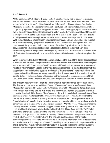 A* ANALYSIS OF MACBETH ACT 2 SCENE 1 AND ACT 2 SCENE 2 ENGLISH ...