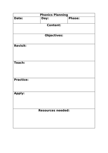 Phonics planning grid | Teaching Resources