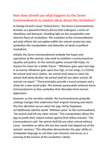Animal Farm Grade 9 7 commandments | Teaching Resources