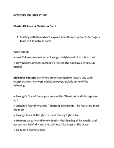 Charles Dickens A Christmas Carol A LEVEL ENGLISH LITERATURE REVISION ...