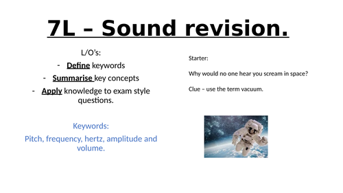7L - sound revision - exploring science. | Teaching Resources